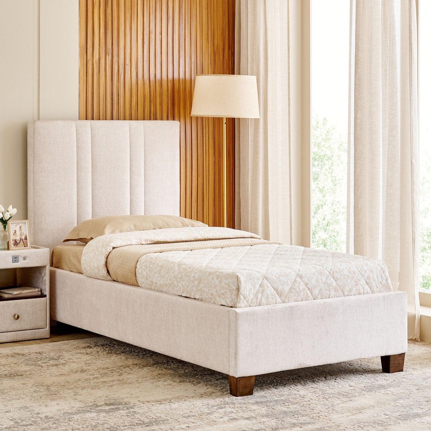Star Cream Elite Single Upholstered Bed – Beds India